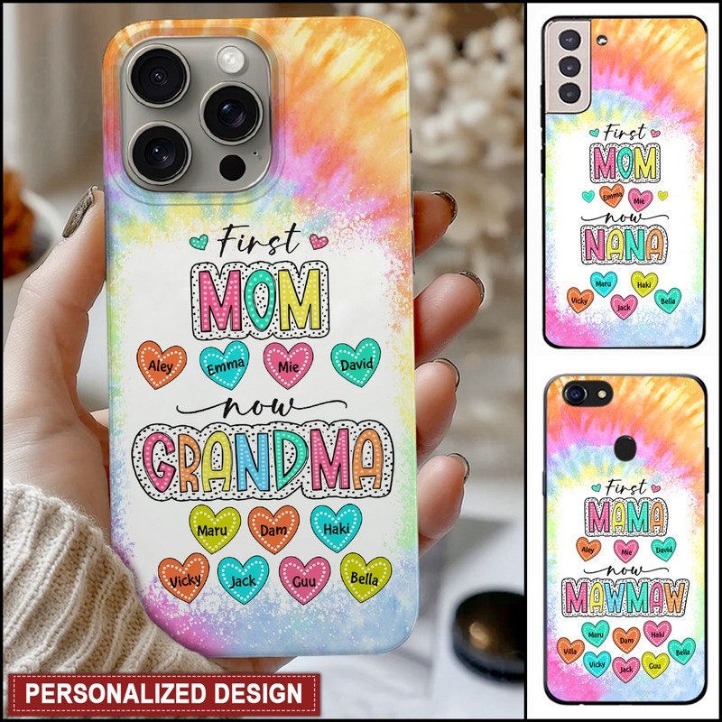 First Mom Now Grandma With Heart Grandkids,custom Name for Iphone ...
