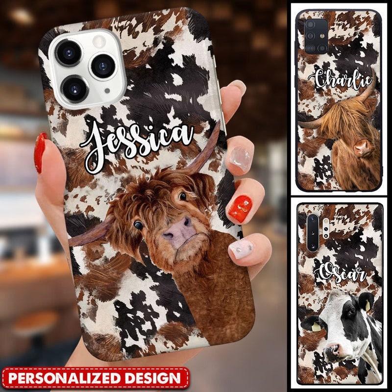 Retro Country Farm Love Cows Cattle Black and Brown Cowhide Pattern ...