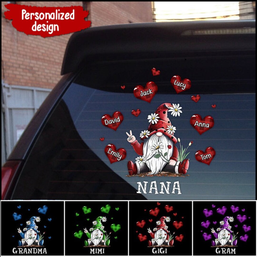 Colorful Gnome Nana Auntie Mom Sweetest Heart Kids Personalized Sticker ...