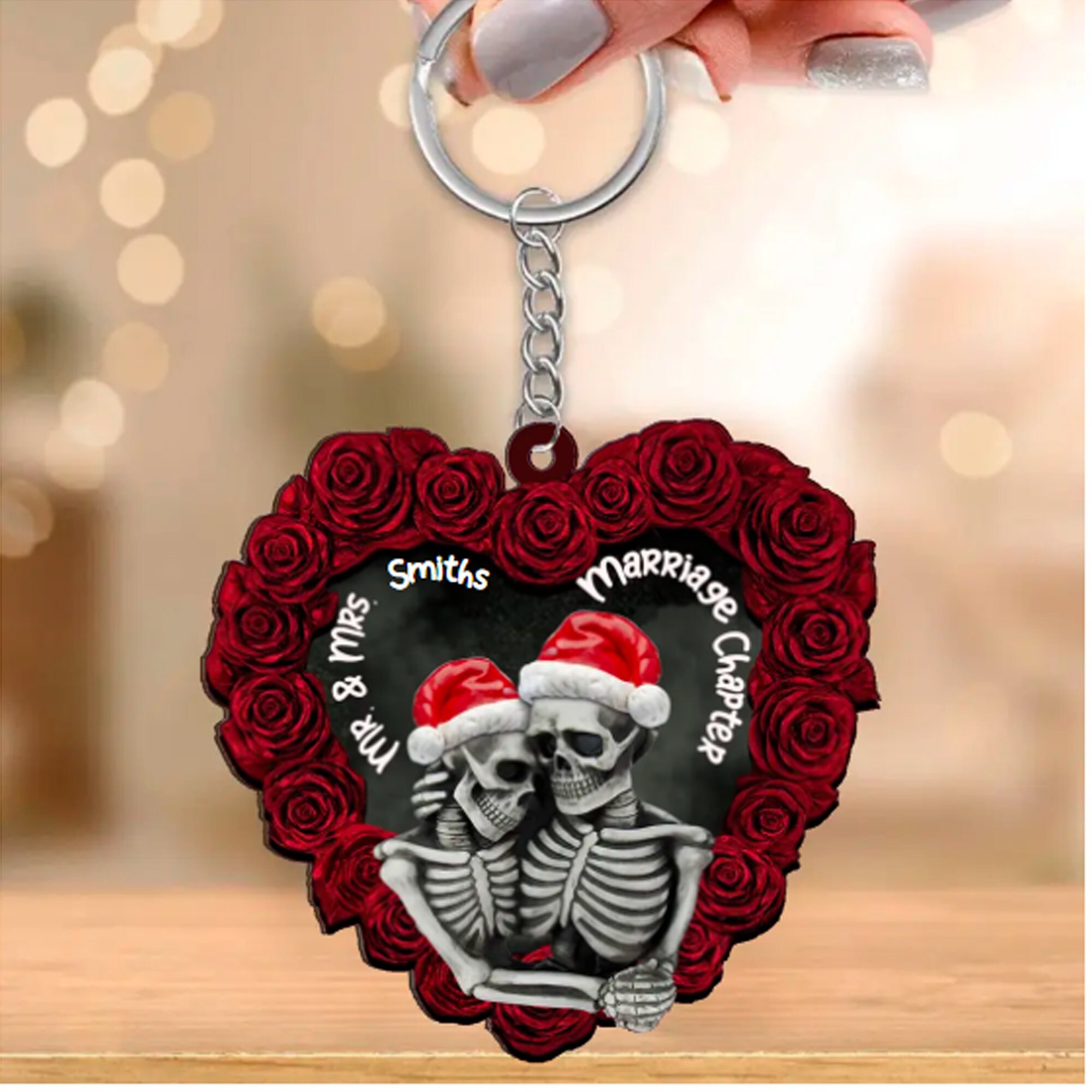 Skeleton Keychain,skull Keychain,personalized Skeleton Couple Wooden ...