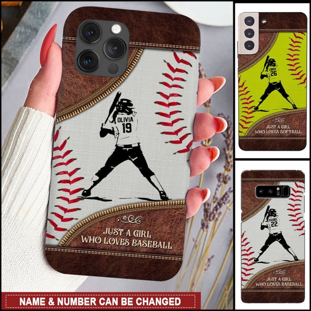 Just A Girl Who Loves Baseball Softball Custom Name and Number Sport ...