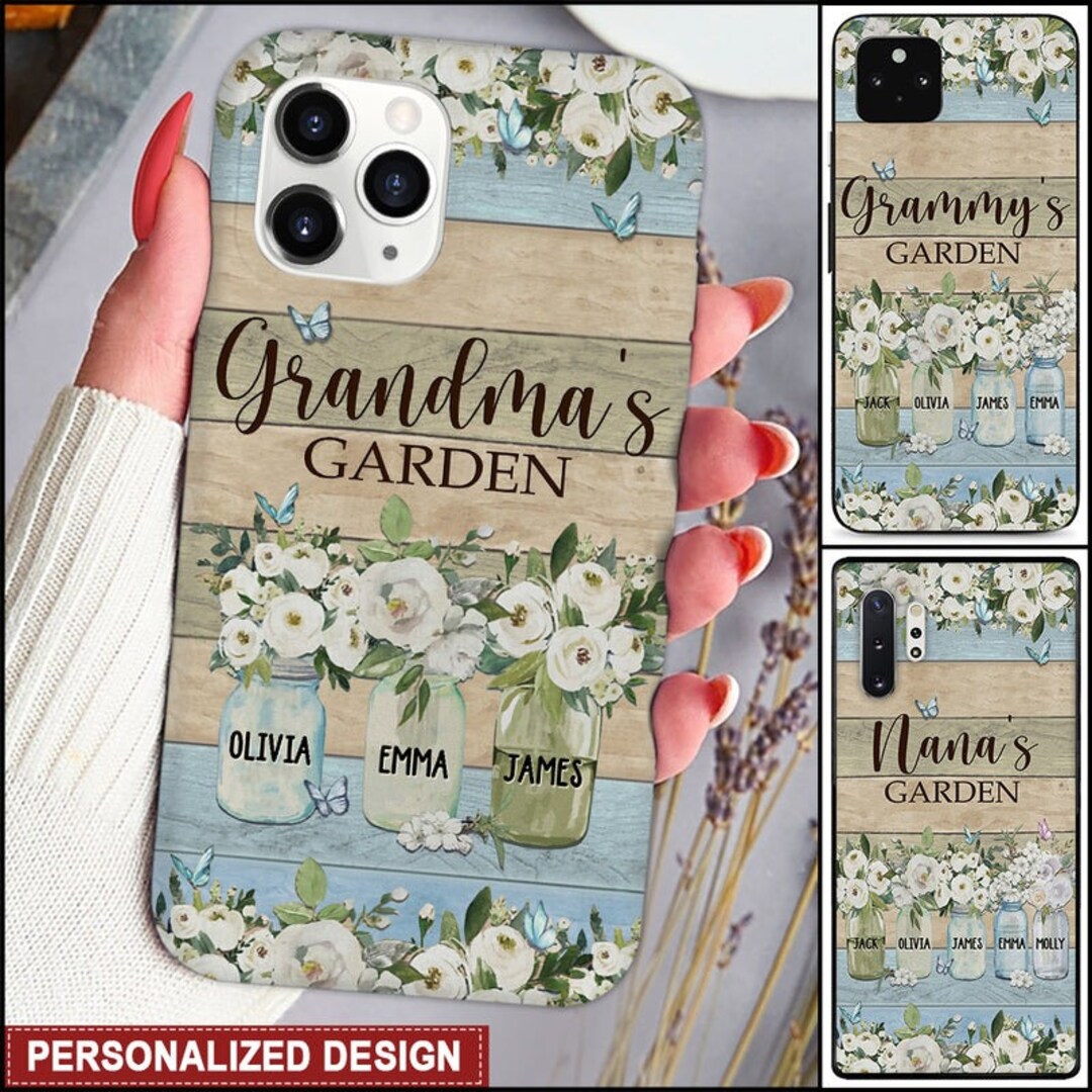 Grandma's Garden Flower Vase Grandkids Personalized Phone Case,custom ...