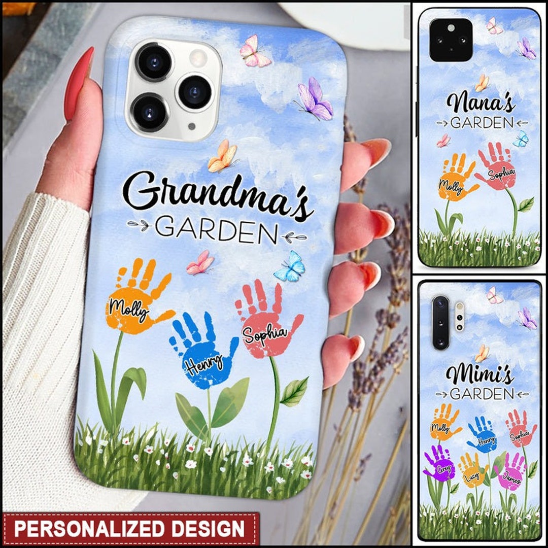 Grandma's Garden Hand Print Grandkids Personalized Phone Case,custom ...