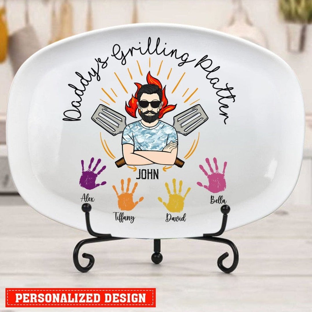 Custom Handprint Daddy Personalized Grilling Platter,gift for Dad,gift ...