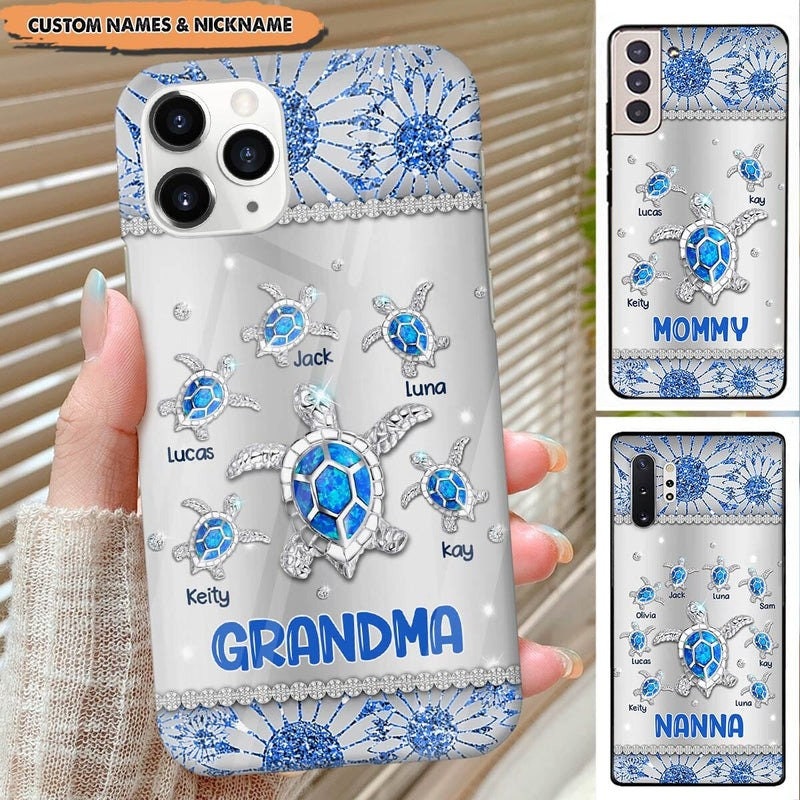 Grandma With Grandkids Blue Turtle Personalized Mommy,nana,grandma ...
