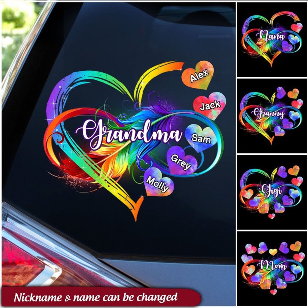 Grandma Grandkids Infinity Love Family Mother's Day Gift Heart Rainbow ...