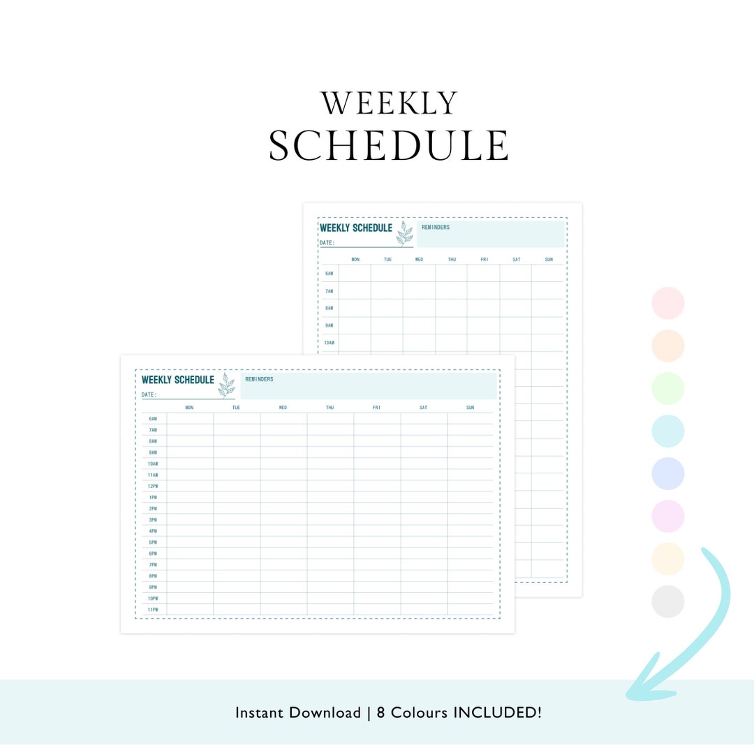 Weekly Schedule /planner Bundle, Editable PDF, Printable Planner - 8 ...