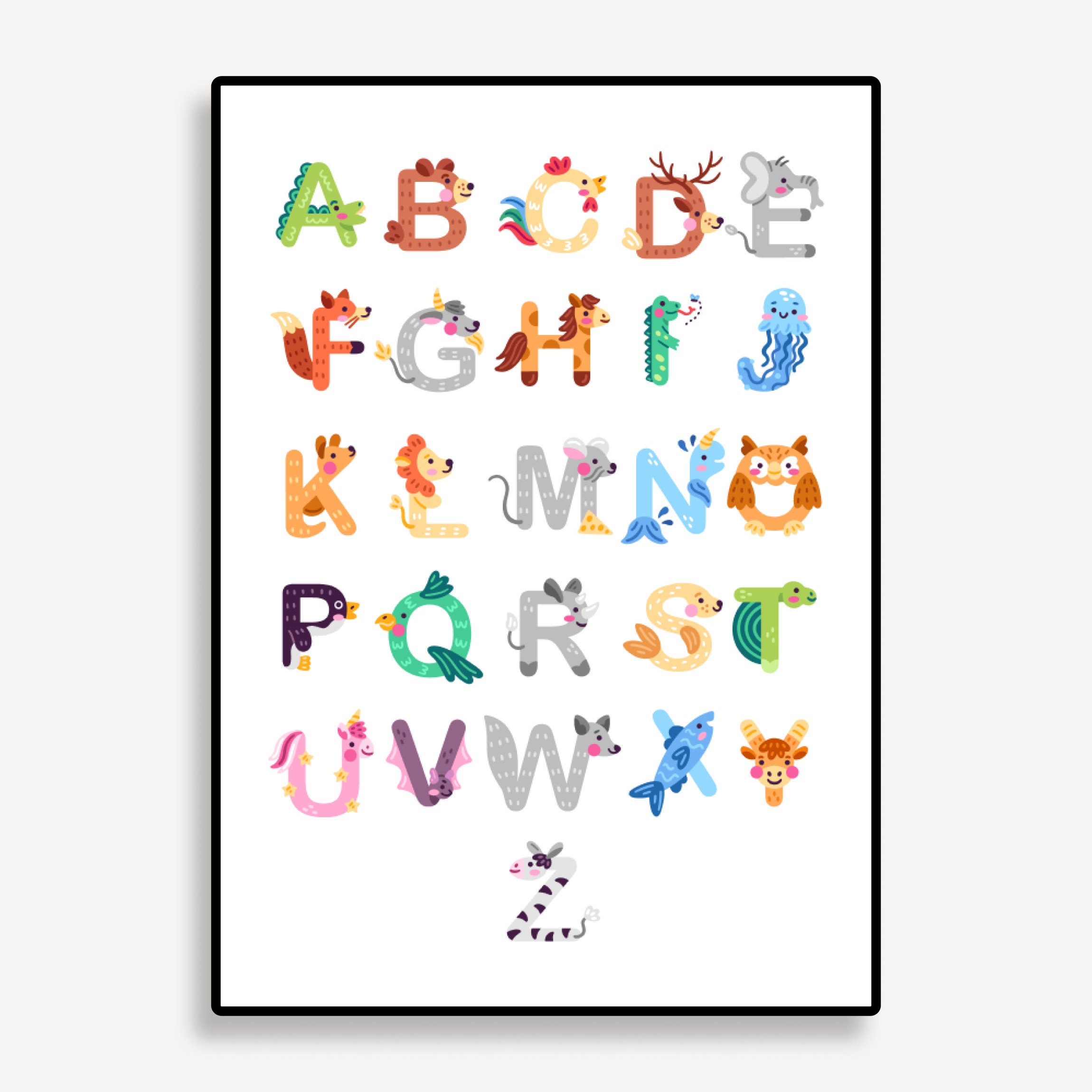 Alphabet Print, Alphabet Poster, Learning, Nursery Bedroom Playroom ...
