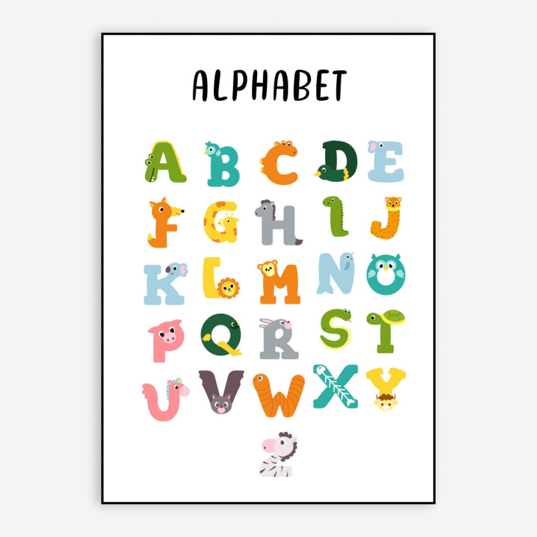 Alphabet Print, Colourful Alphabet Poster, Abc Print, Nursery Art ...