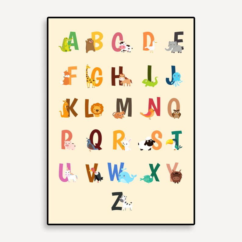 Alphabet Print, Alphabet Poster, Learning, Nursery Bedroom Playroom ...