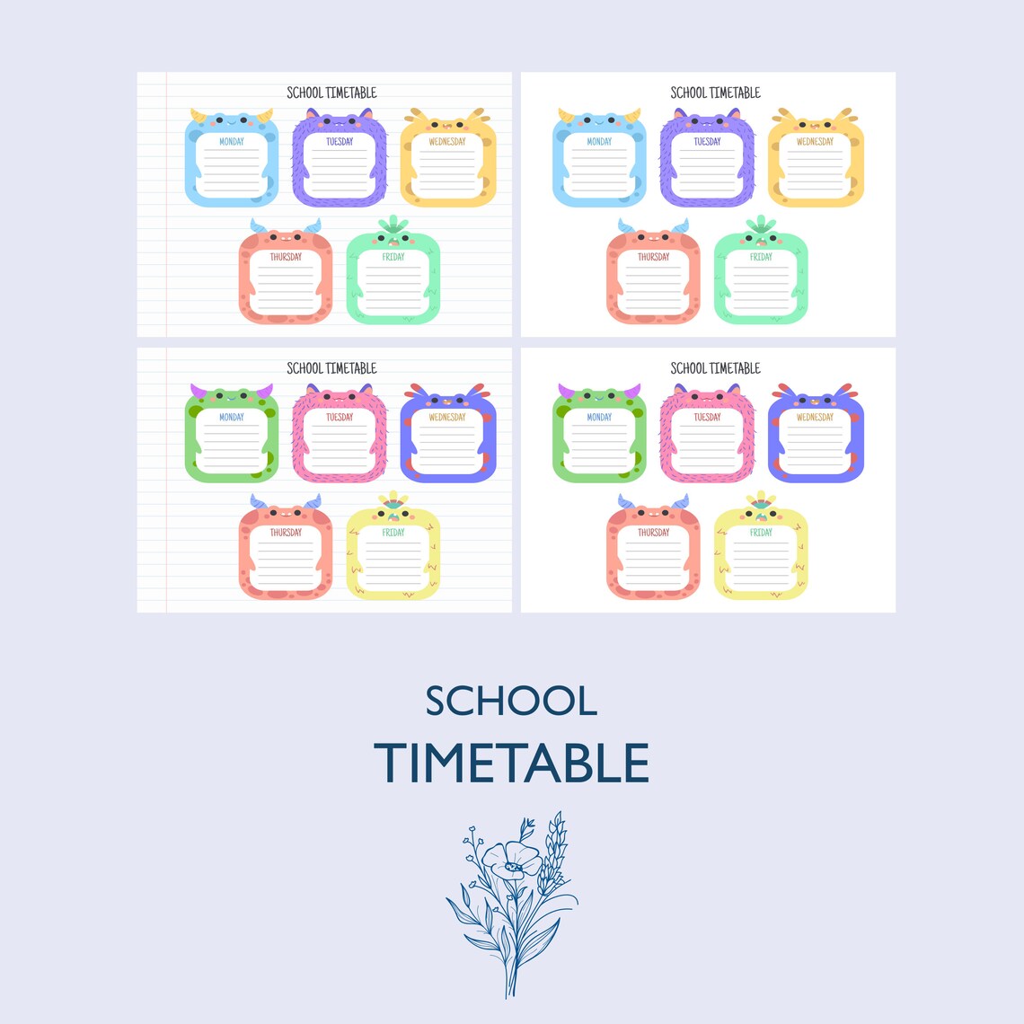 Printable School Weekly Schedule | Printable Download |class and Room ...