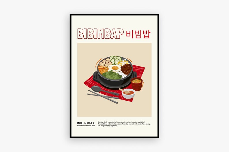 KOREAN BIBIMBAP POSTER - A Taste of Seoul | Minimalist Wall Art Decor ...