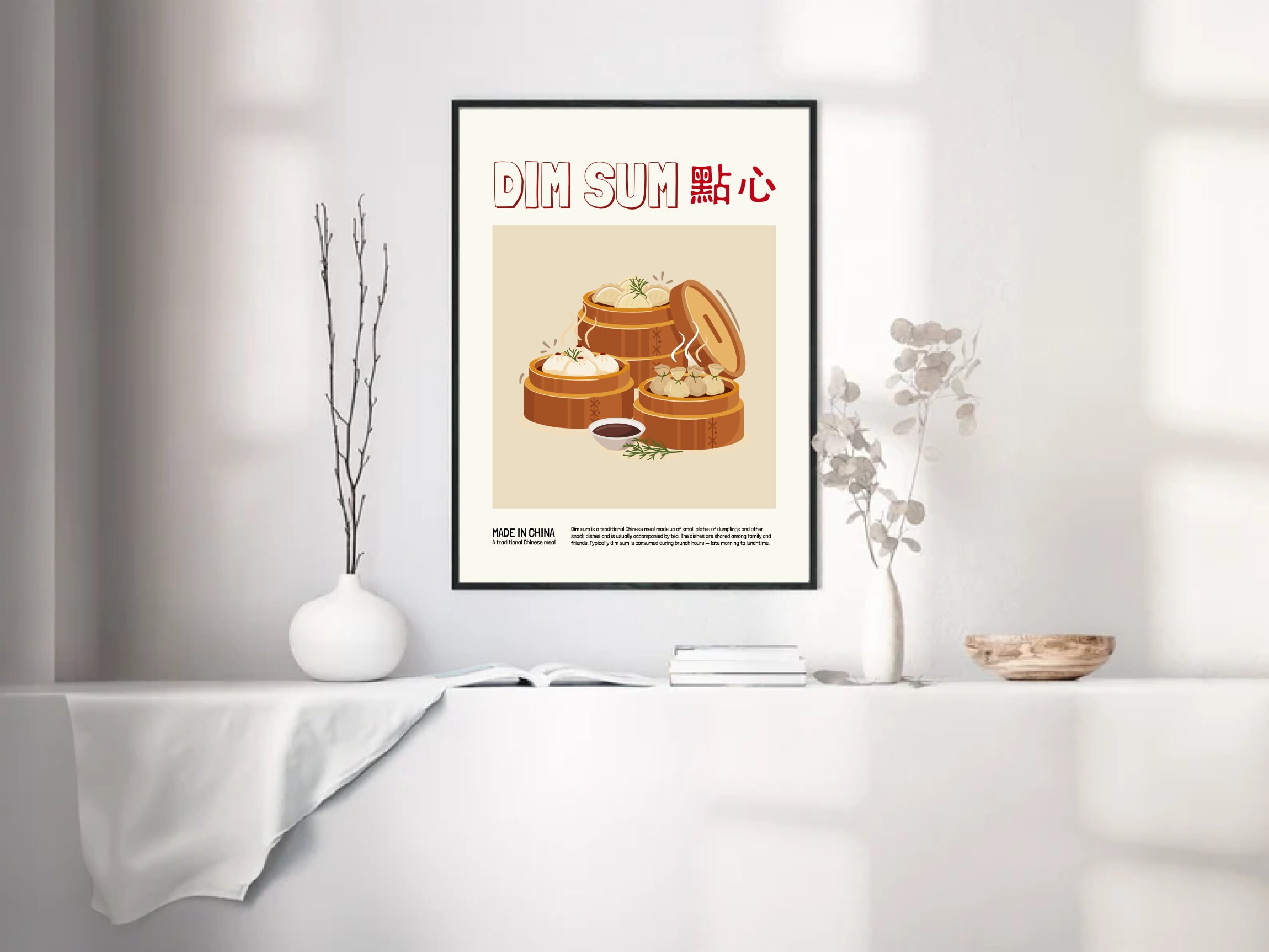 Dim Sum Poster, Food Print, Modern Kitchen Decor, Chinese Food ...