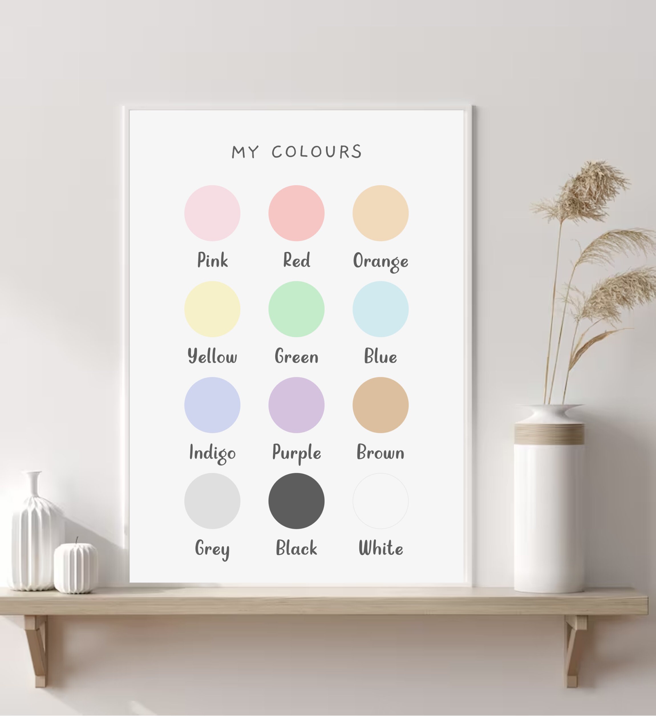 Educational Colours Poster, Printable Colours Wall Art, Homeschool ...