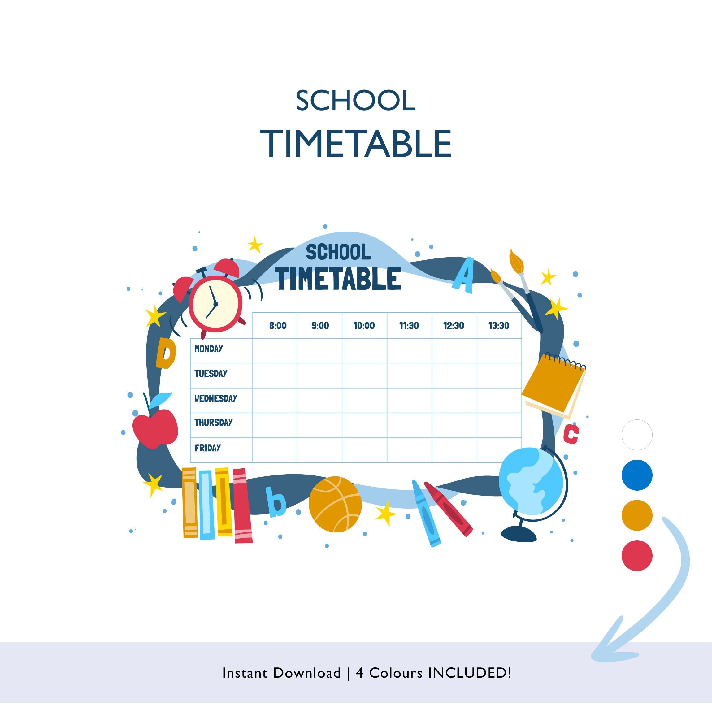 Printable School Weekly Schedule | Printable Download |class and Room ...