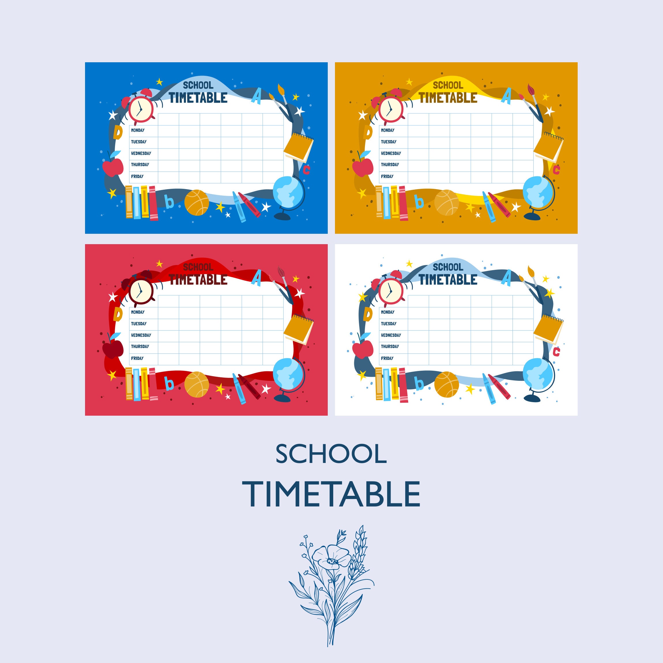 Printable School Weekly Schedule | Printable Download |class and Room ...