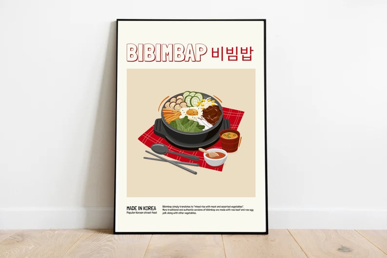 KOREAN BIBIMBAP POSTER - A Taste of Seoul | Minimalist Wall Art Decor ...