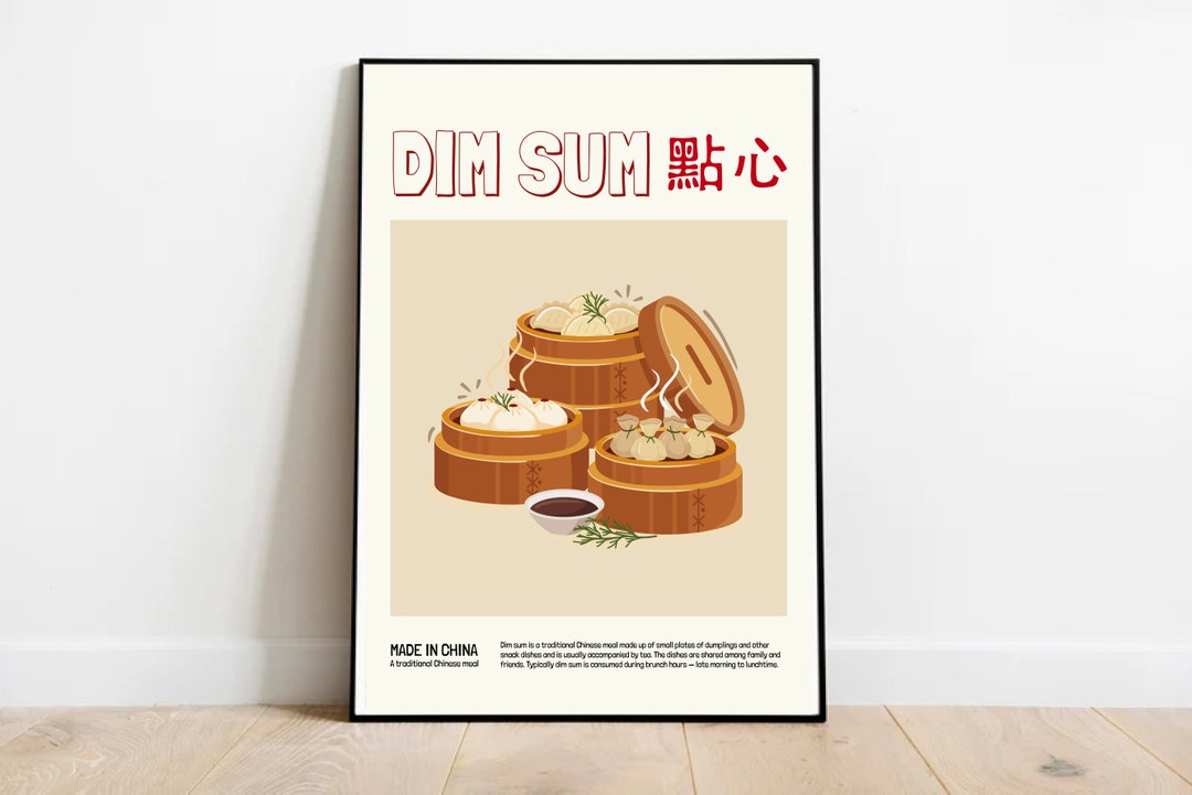 Dim Sum Poster, Food Print, Modern Kitchen Decor, Chinese Food ...