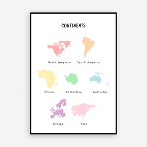 Continents Poster a Set of 3 Simplified Chinese and English, Bilingual ...