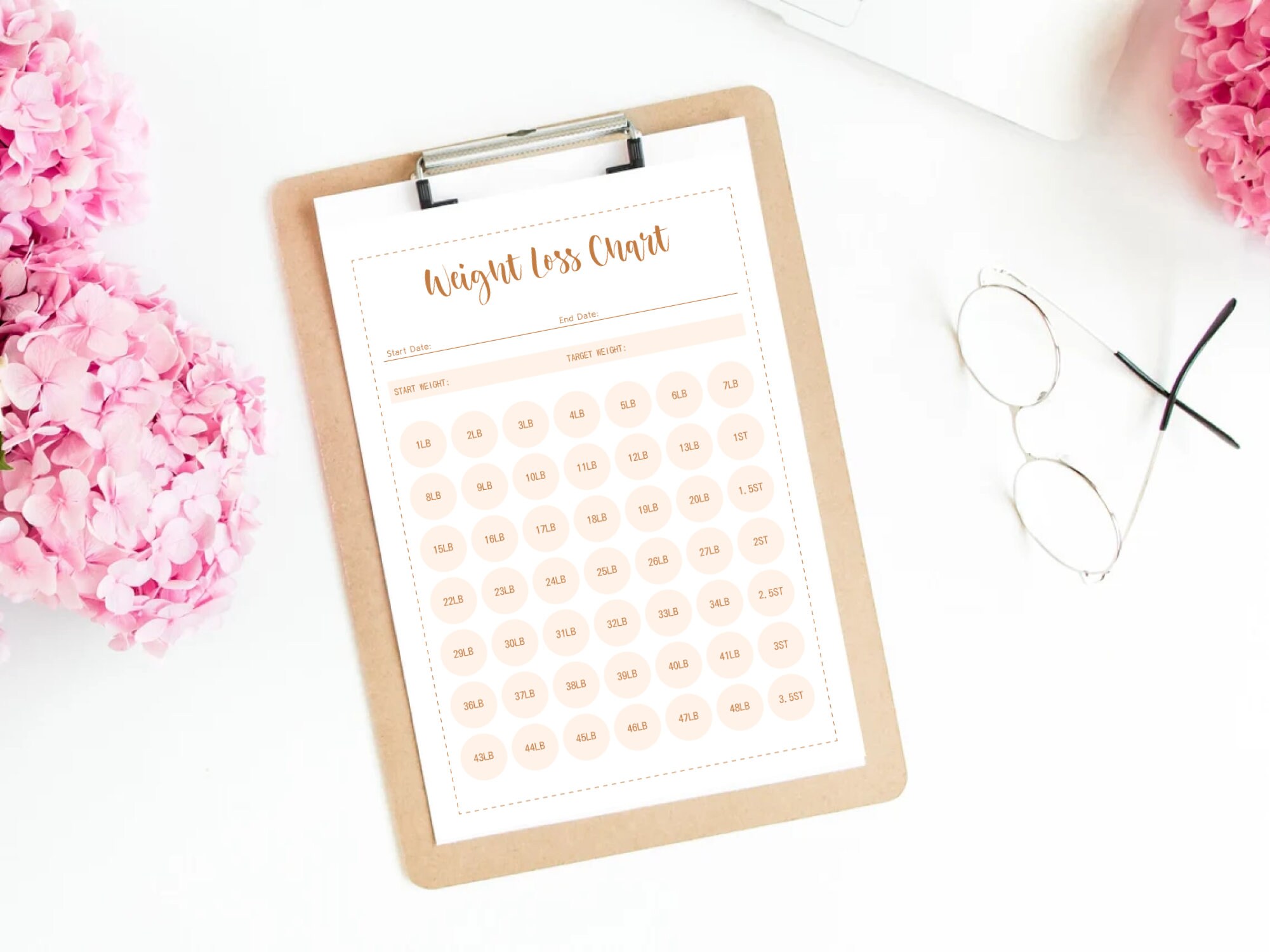 Weight Loss Chart Tracker Diet Journey Goal Pounds Lbs Stones Goodnotes ...