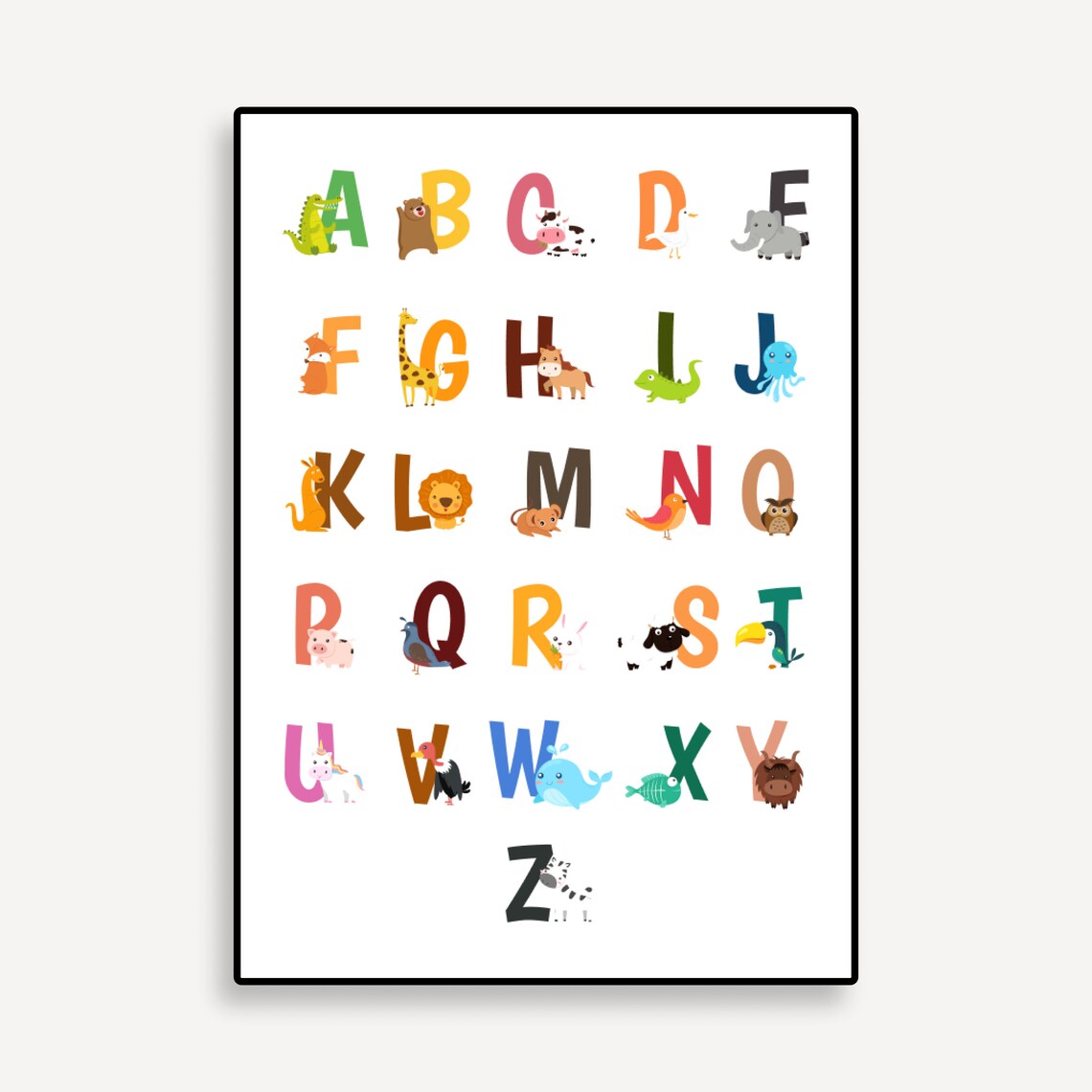 Alphabet Print, Alphabet Poster, Learning, Nursery Bedroom Playroom ...
