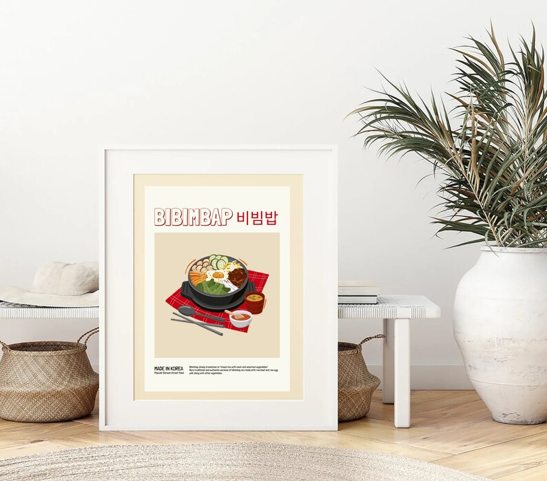 KOREAN BIBIMBAP POSTER - A Taste of Seoul | Minimalist Wall Art Decor ...