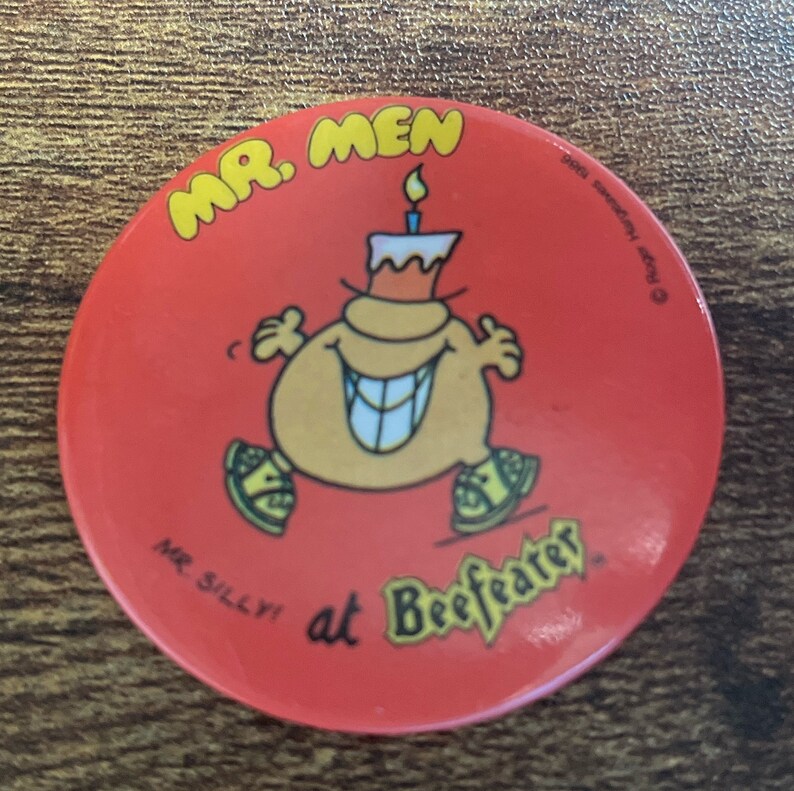 Vintage 1990s Beefeater Mr Men Badges Mr Silly Mr Beefeater - Etsy