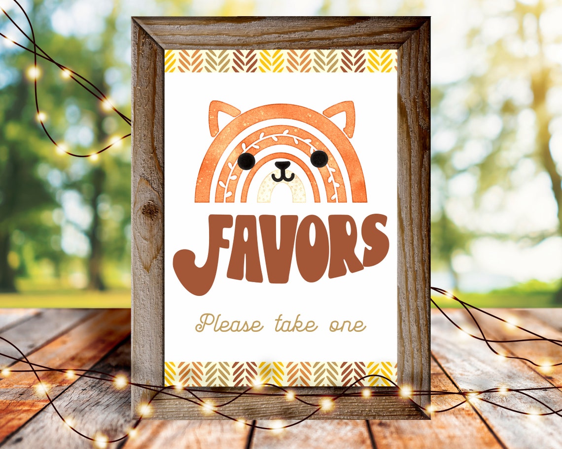 Boho Rainbow Birthday Favors Table Sign Printable Woodland - Etsy