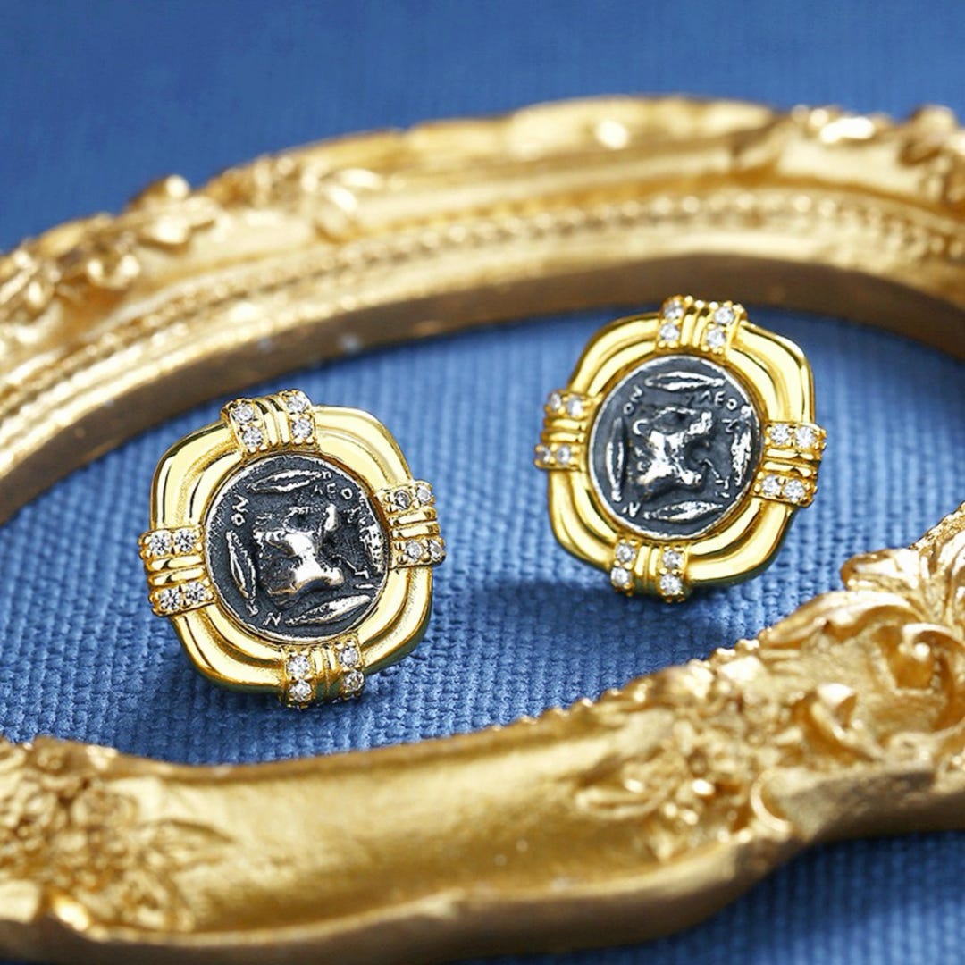 Ancient Greek Roaring Lion Coin Jewelry Set-adjustable Wrap Ring ...