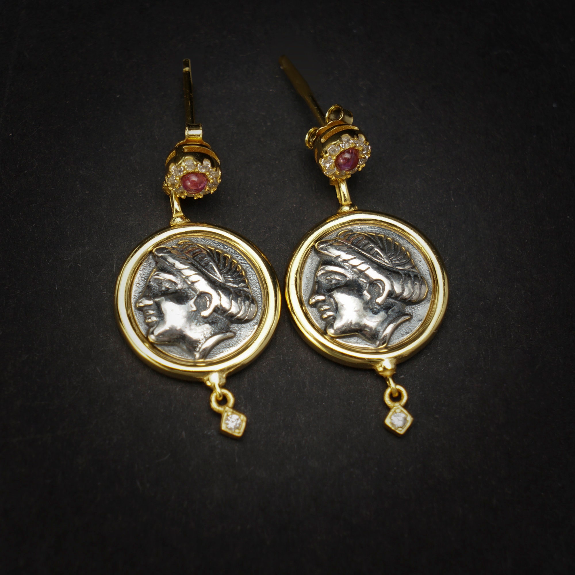 Aphrodite Ancient Greek Coin Earrings,ancient Greek Coin 14K Gold Coin ...