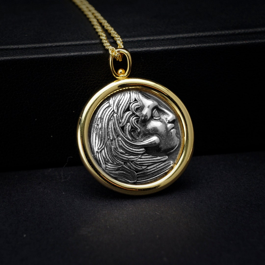 Coin Necklace of Hercules Gold Signet Necklace Vintage Boho Coin ...