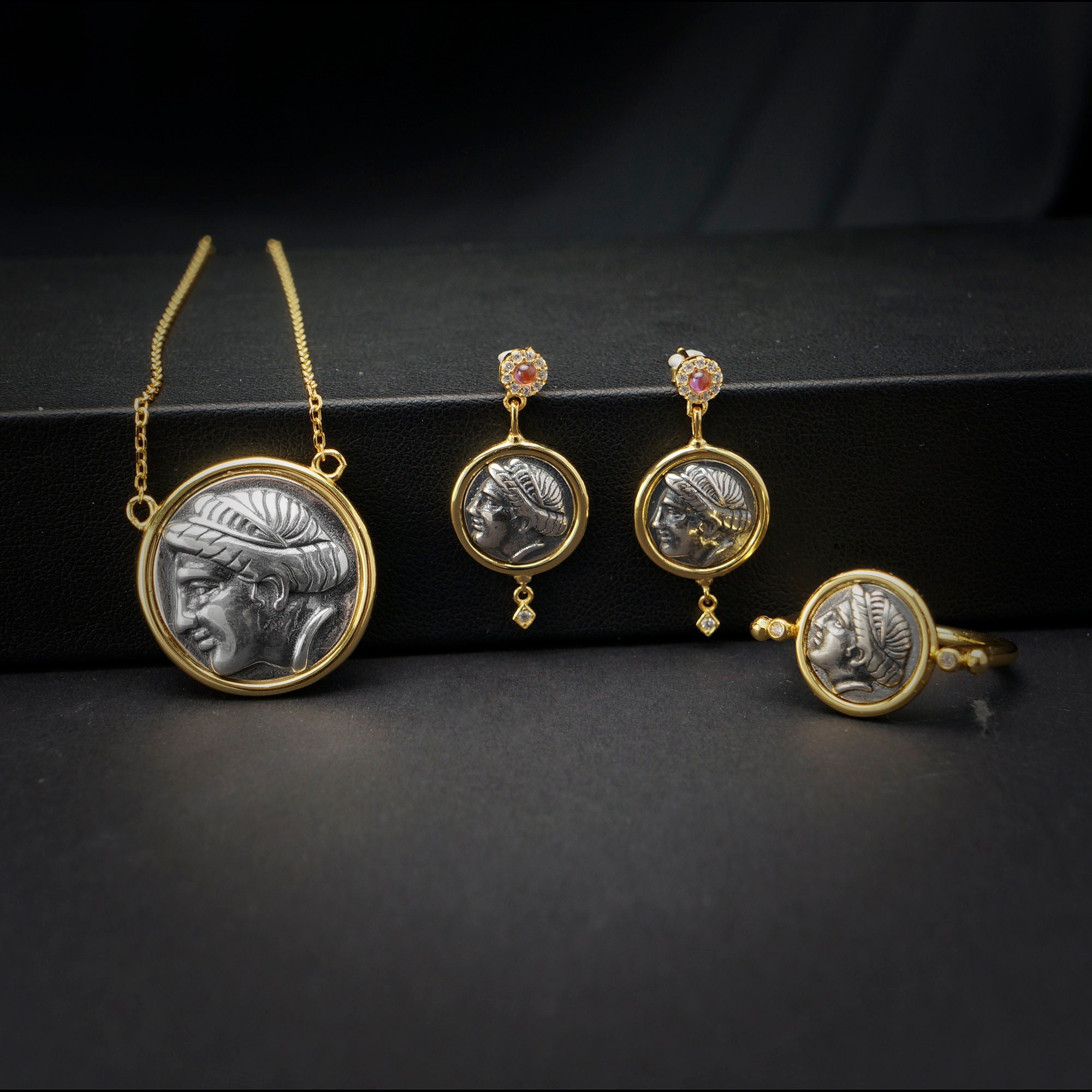Aphrodite Ancient Greek Coin Earrings,ancient Greek Coin 14K Gold Coin ...