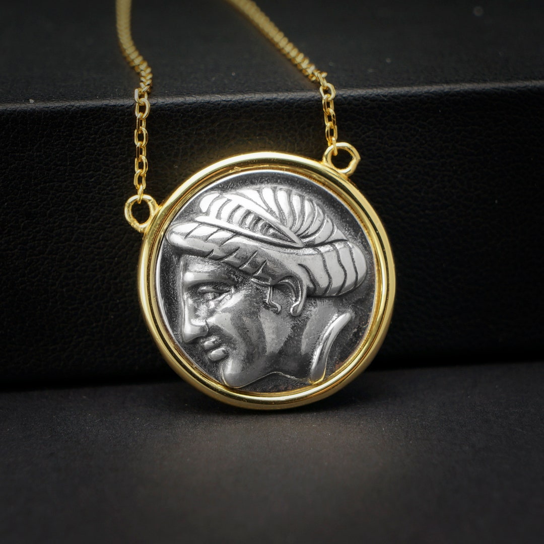 Vermeil Ancient Greek Goddess Aphrodite Coin Necklace Silver Medallion ...