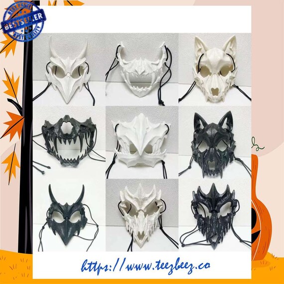 Skeleton Half Werewolf Mask Dragon God Tiger Yasha Mask - Etsy