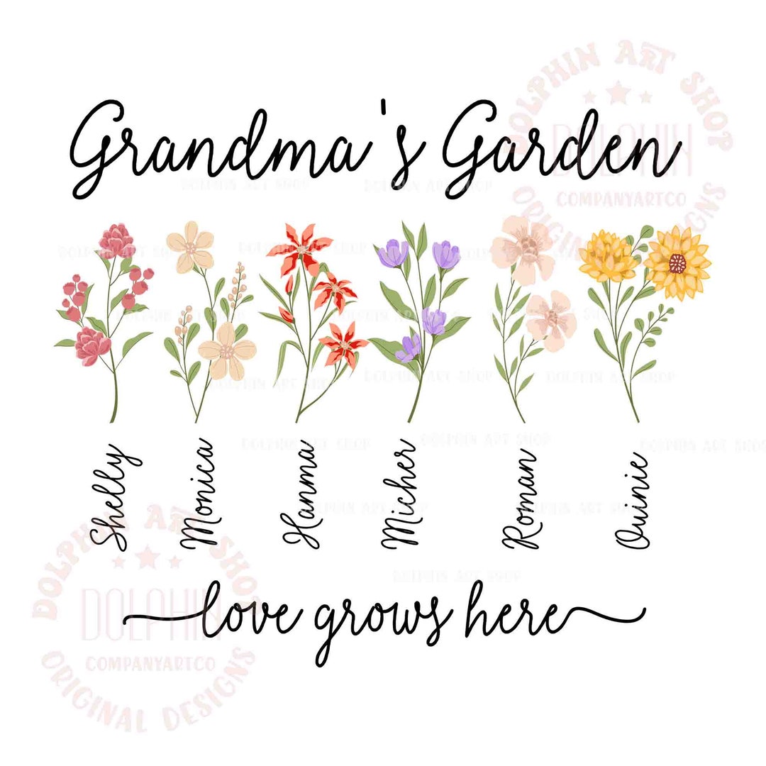 Personalized Grandma's Garden Png, Grandma Flowers Png, Mother's Day ...