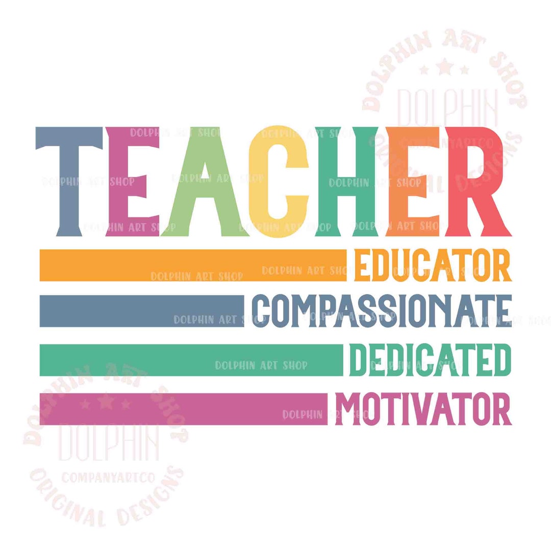 Teacher Appreciation SVG, Educator Compassionate Dedicator Motivator ...