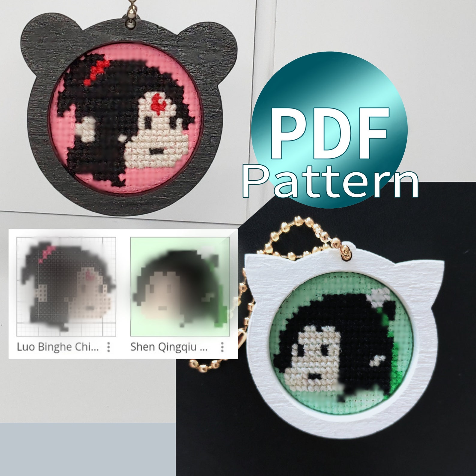 Luo Binghe & Shen Qingqiu Chibi Cross Stitch Pattern PDF, Scum Villain ...