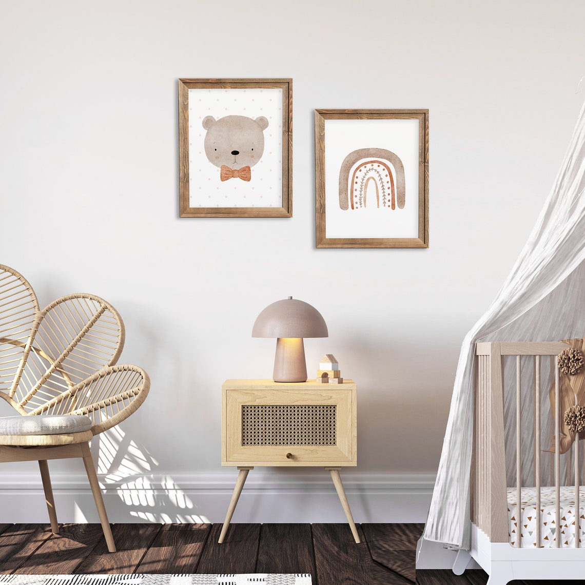 Boho Bear Nursery Wall Art, Set of 2 Prints, Boho Nursery Decor Boy ...