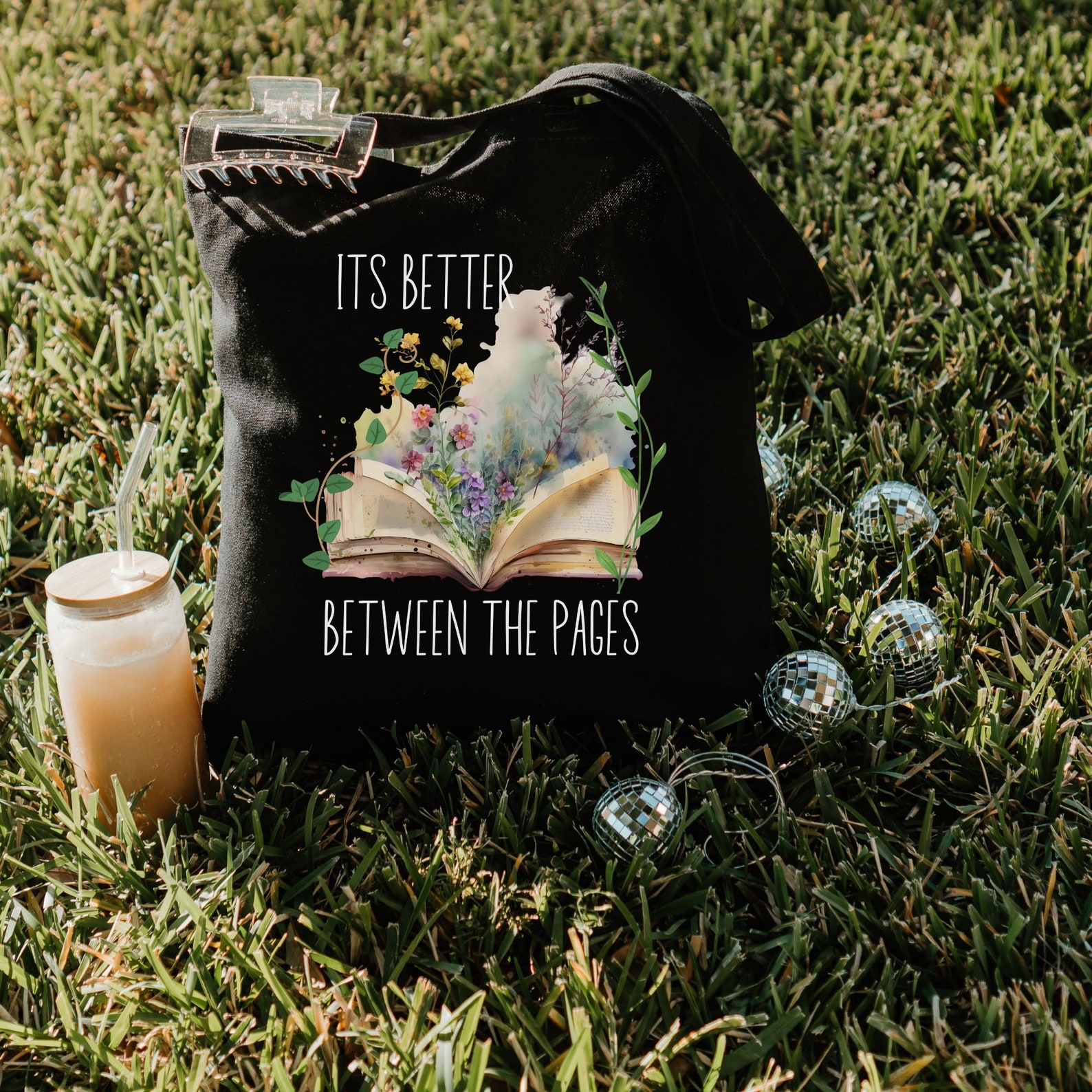 Literary Tote Bag for Readers Floral Book Bag Gift Forteacher ...