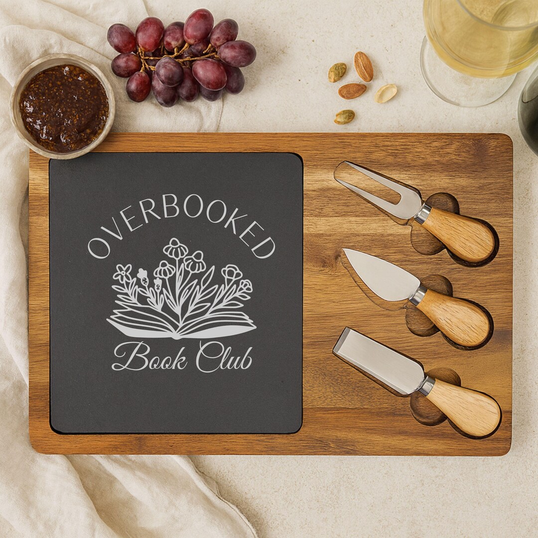 Engraved Book Lover Charcuterie Board Book Club Hostess Gift - Etsy