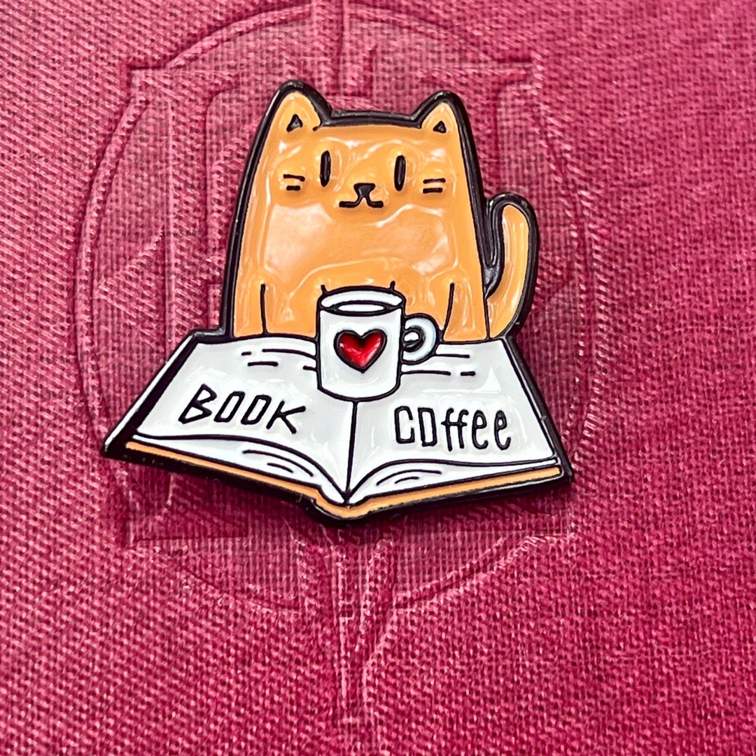 Book Cat and Coffee Enamel Pin Gift for Bookish Friend Birthday Gift ...