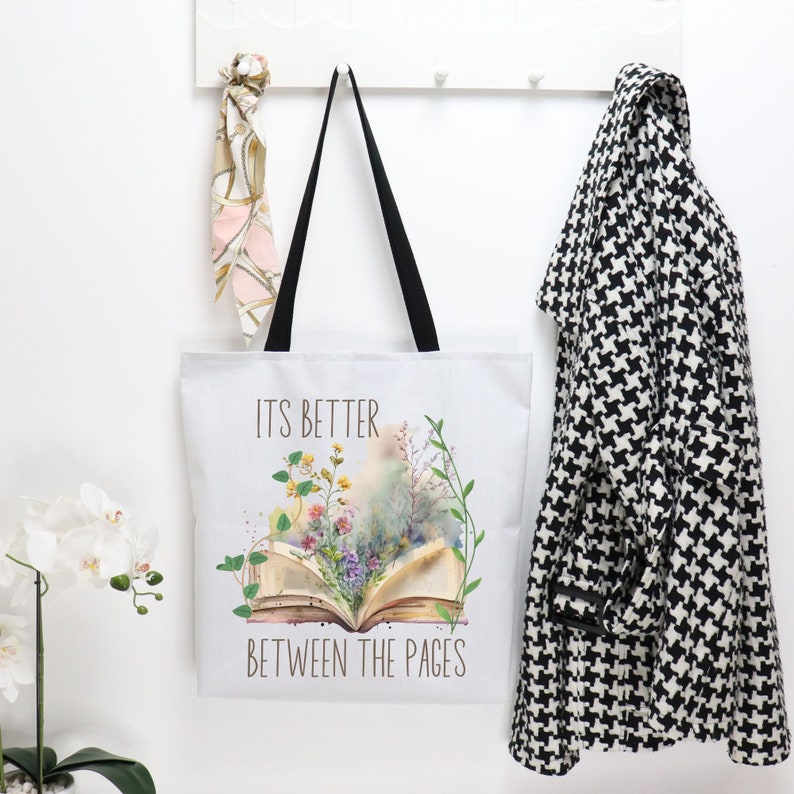 Literary Tote Bag for Readers Floral Book Bag Gift Forteacher ...