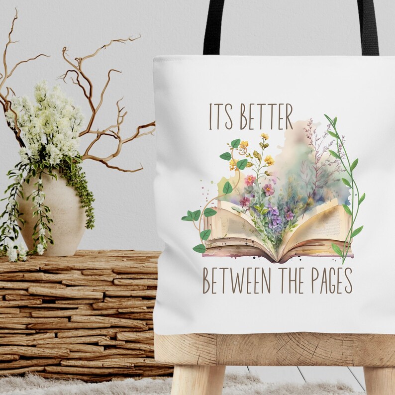 Literary Tote Bag for Readers Floral Book Bag Gift Forteacher ...
