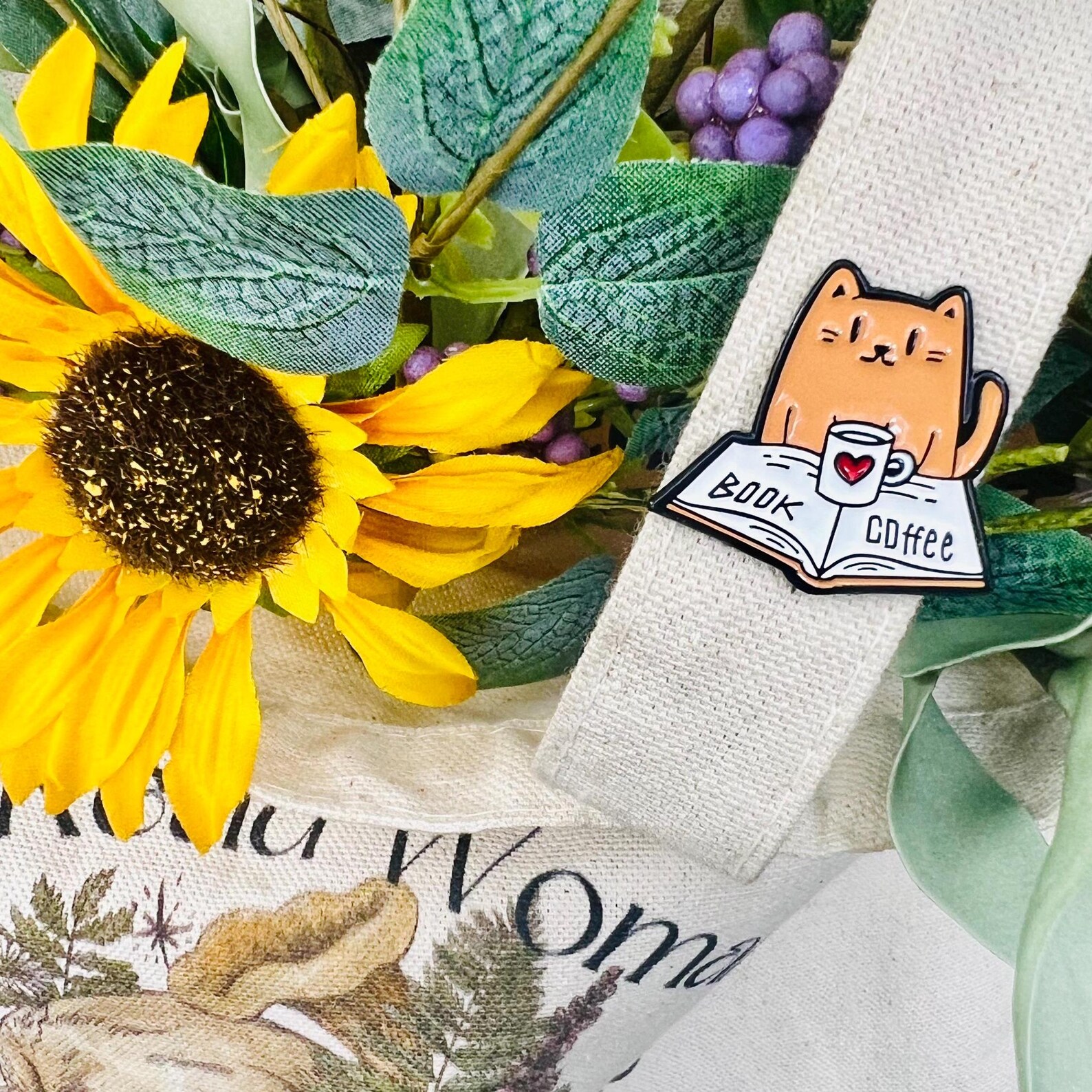 Book Cat and Coffee Enamel Pin Gift for Bookish Friend Birthday Gift ...