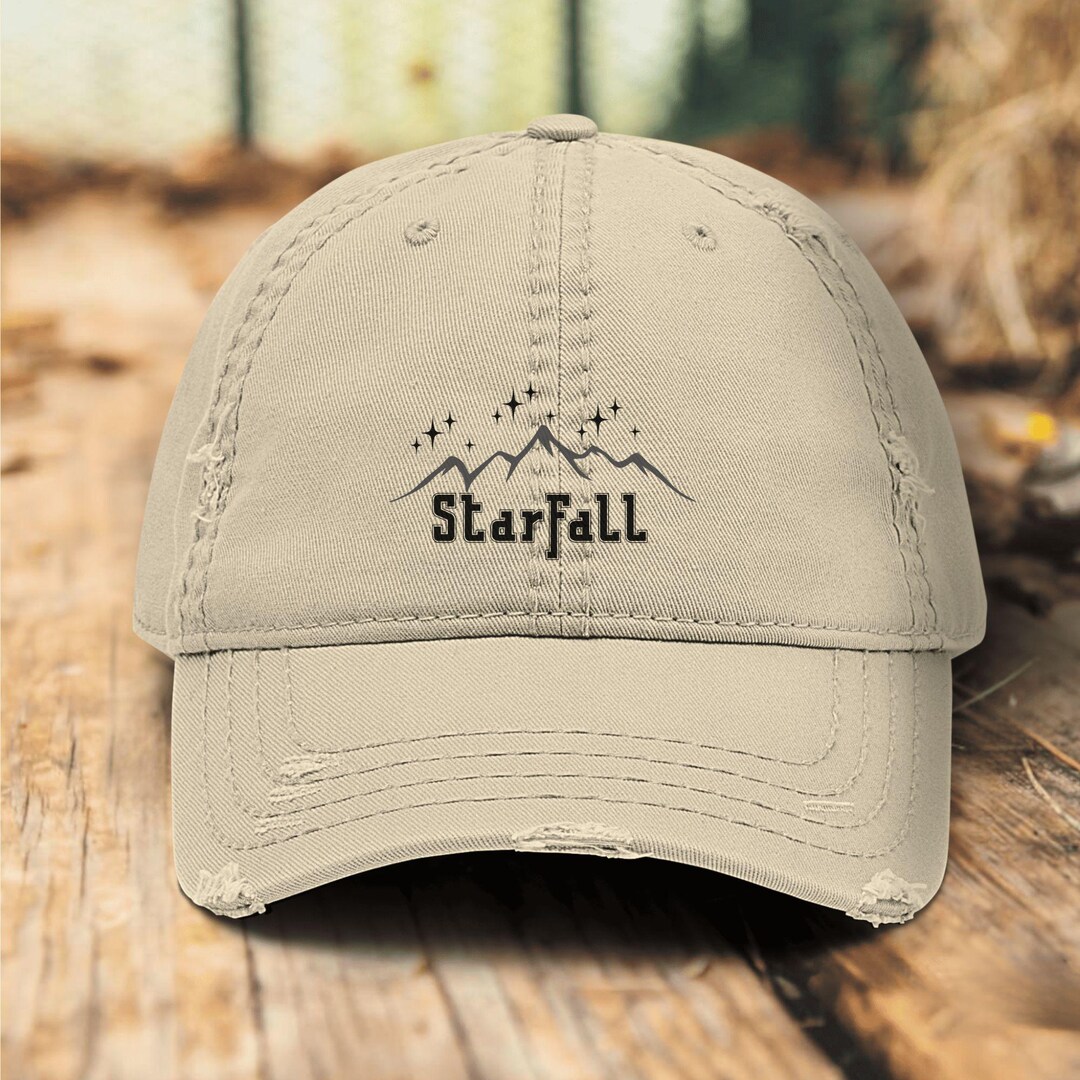 Embroidered Mountain Starfall Distressed Dad Hat: Acotar Fan Gift - Etsy