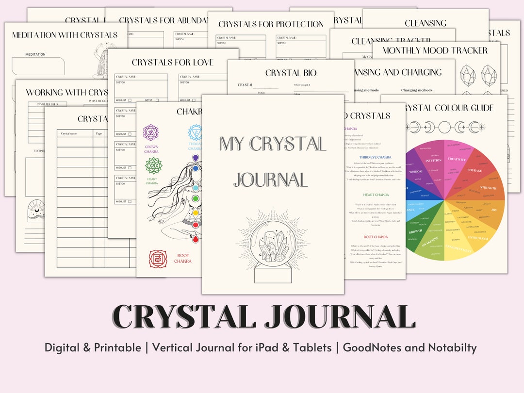 Digital Crystal Journal, Crystal Log Journal, Digital Crystal Workbook ...