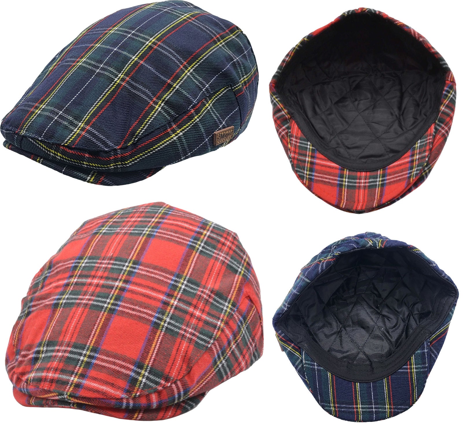 Scottish Tartan Flat Cap Mens Herringbone Harris Tweed Wool Bakerboy ...