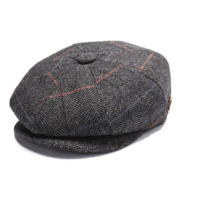 8 Panel Cap Men's Herringbone Baker Boy Hat Tweed Wool - Etsy