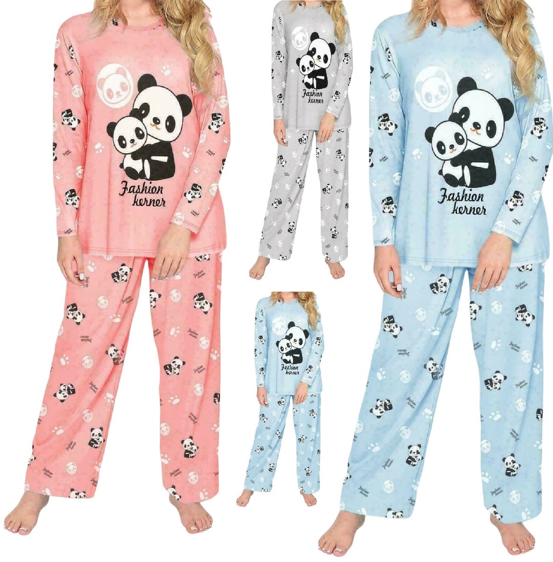 Ladies Panda Nightie Nightwear 100% Cotton Nightdress Cozy Women's Bear ...