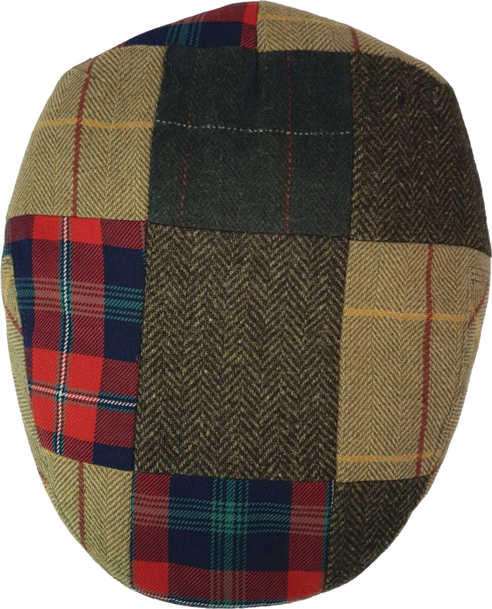 Patchwork Flat Cap Mens Herringbone Check Tweed Wool Newsboy Gatsby ...